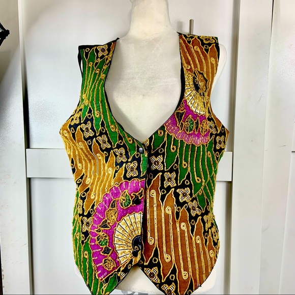 Touch of Bali | Tops | Beaded Silk Vest | Poshmark
